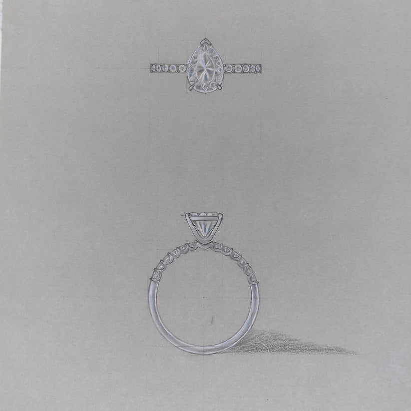 Pear Cut Diamond Engagement Ring with Shoulder Diamonds – Renee Tania ...